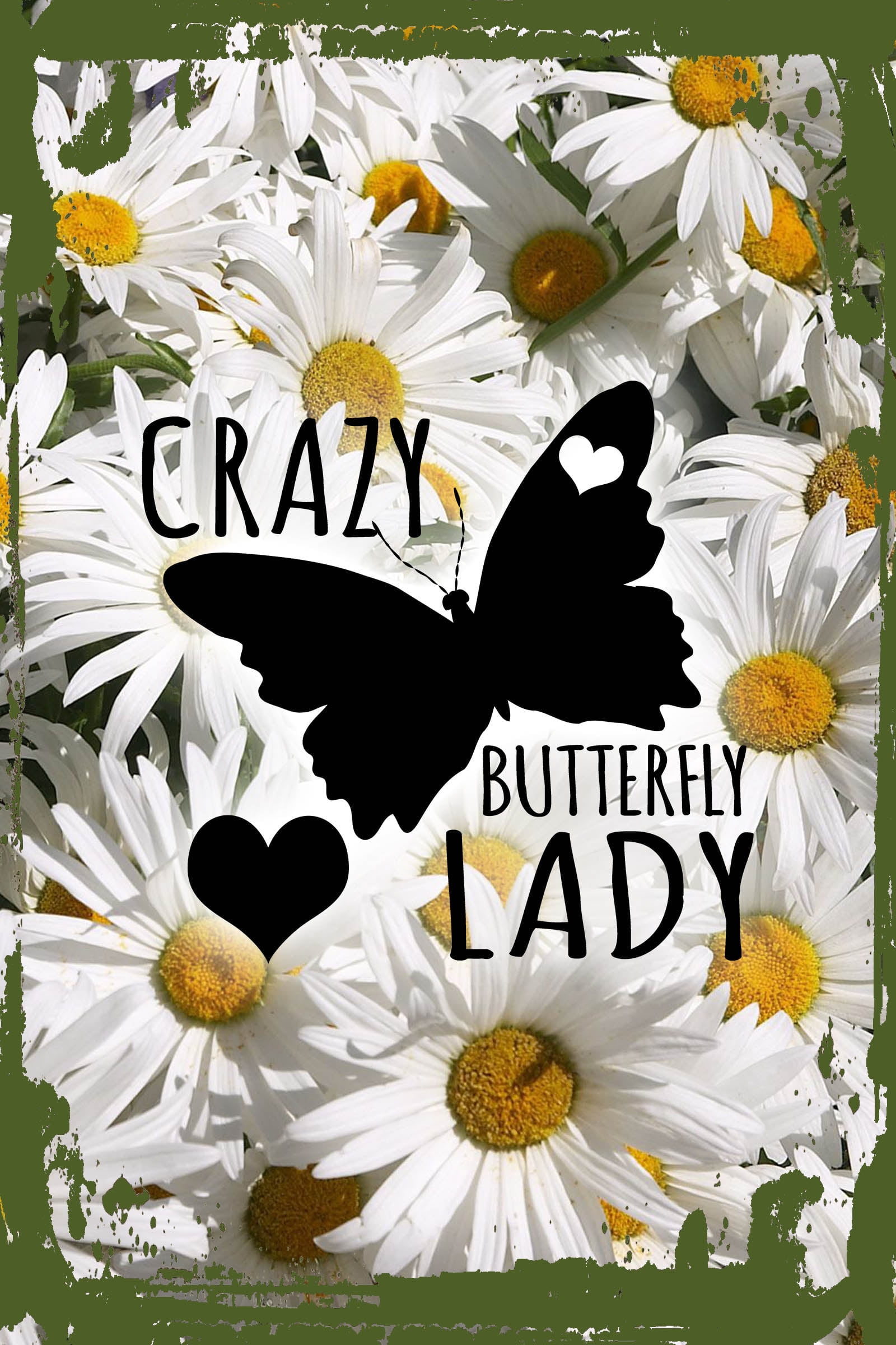 Daisy Flower Flat Canvas Wall Art Print Crazy Butterfly Lady Funny ...