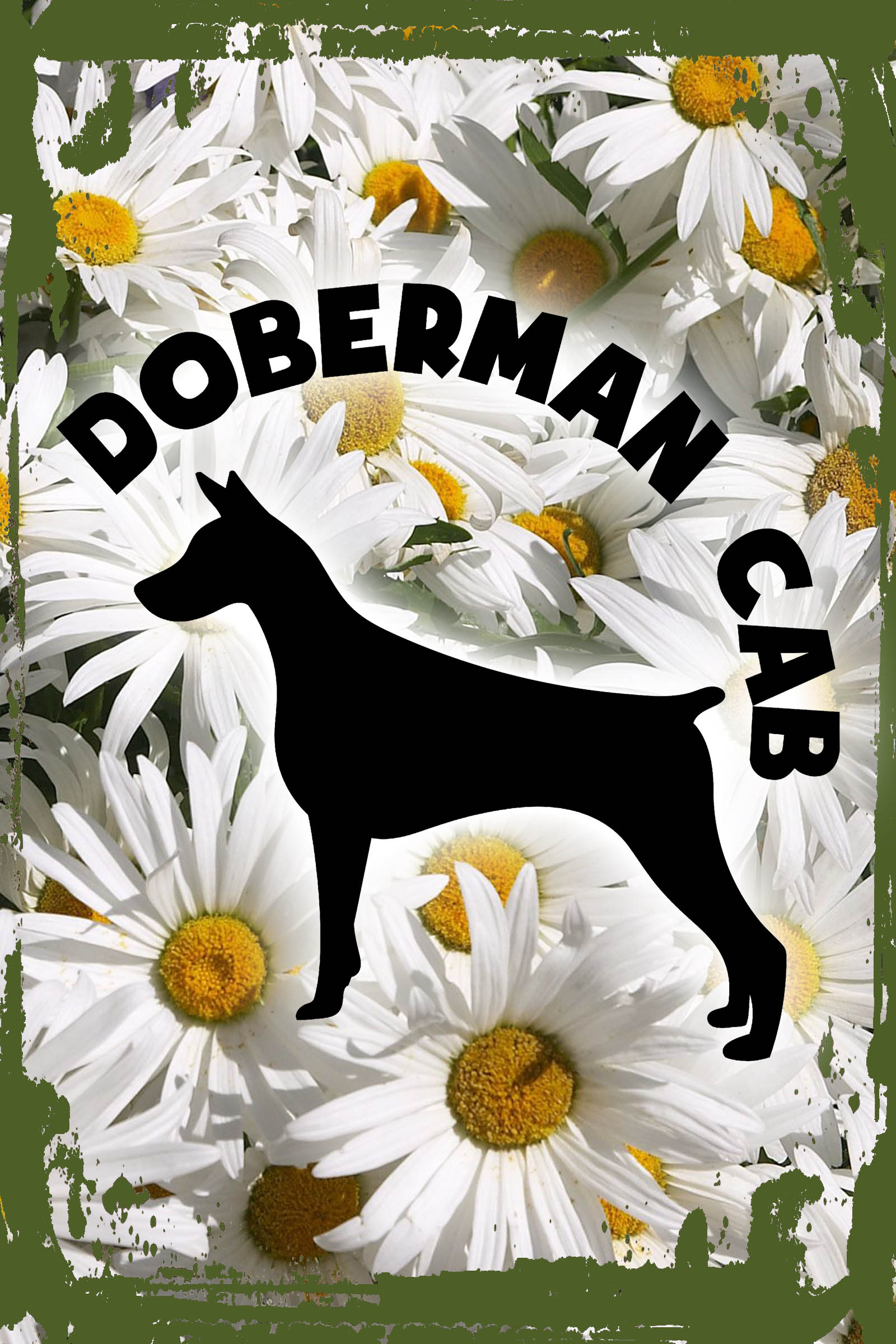 Daisy Flower Flat Canvas Wall Art Print Doberman cab funny silhouette ...