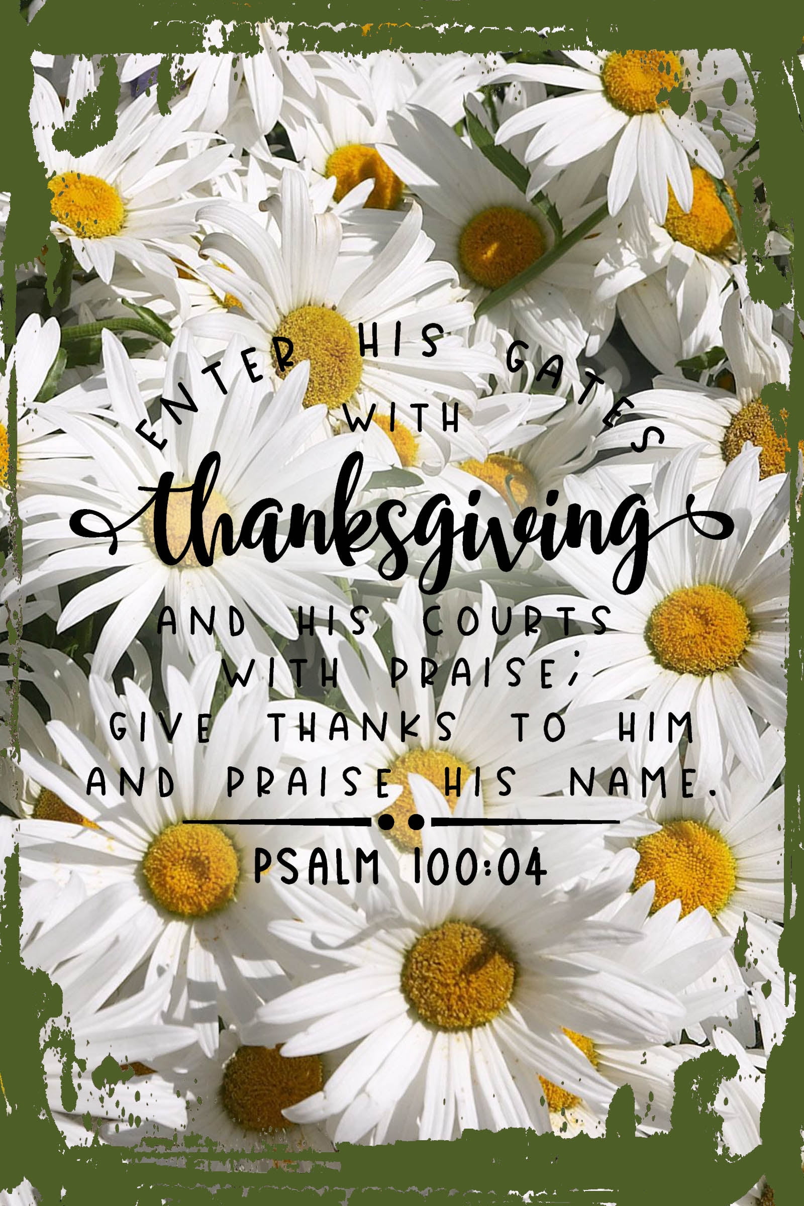 Daisy Flower Flat Canvas Wall Art Print Enter his gates with ...