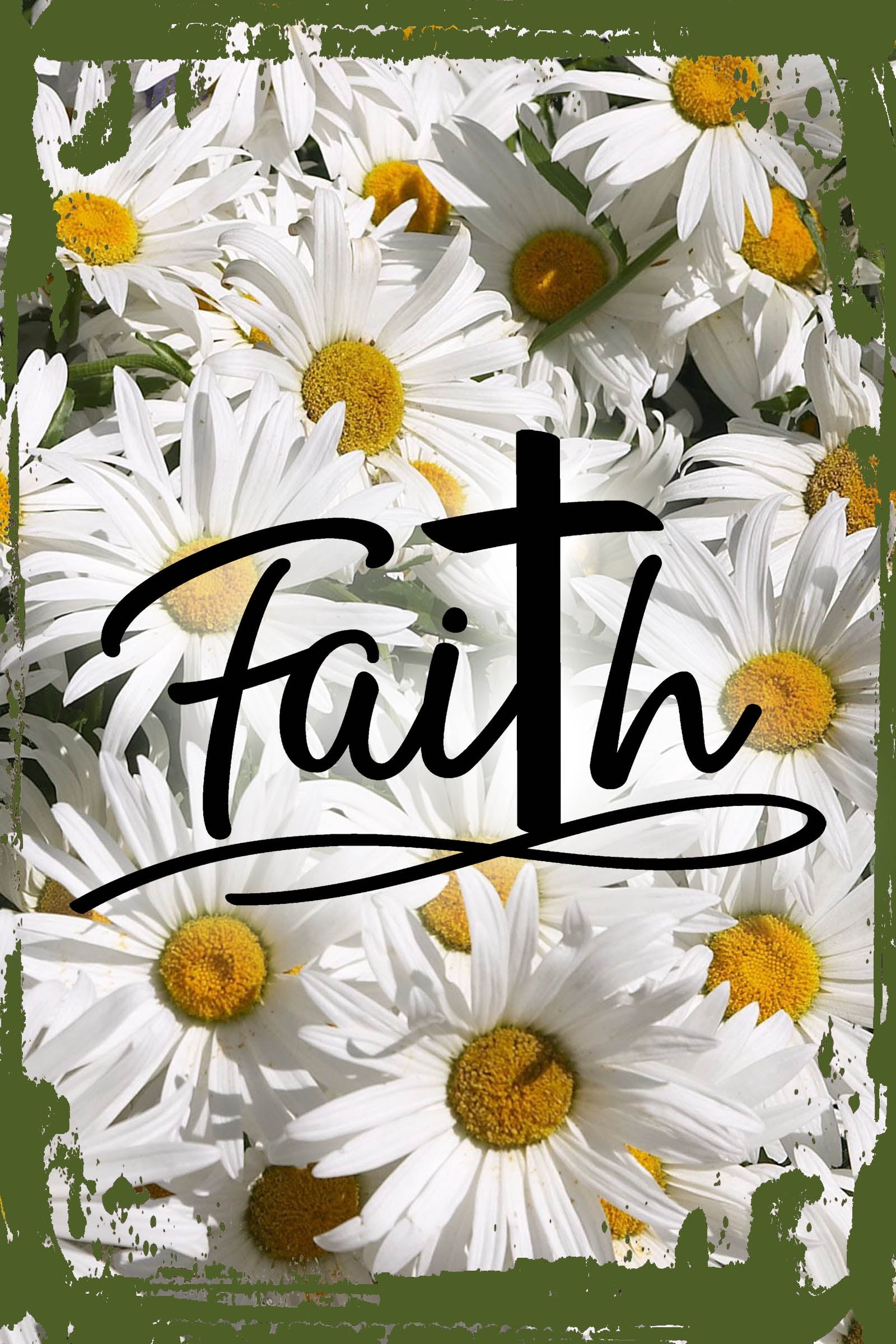 Daisy Flower Flat Canvas Wall Art Print Faith cross ribbon religious ...
