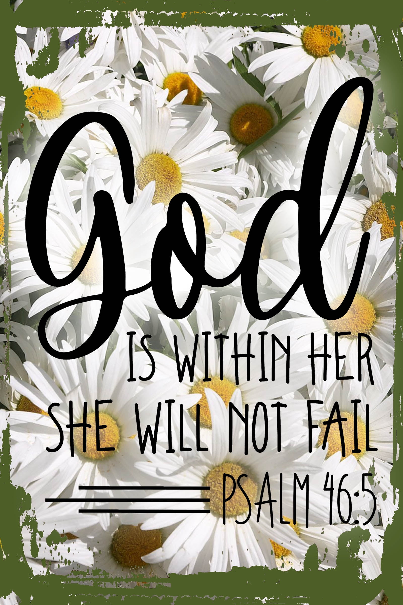 Daisy Flower Flat Canvas Wall Art Print God is within her she will not ...