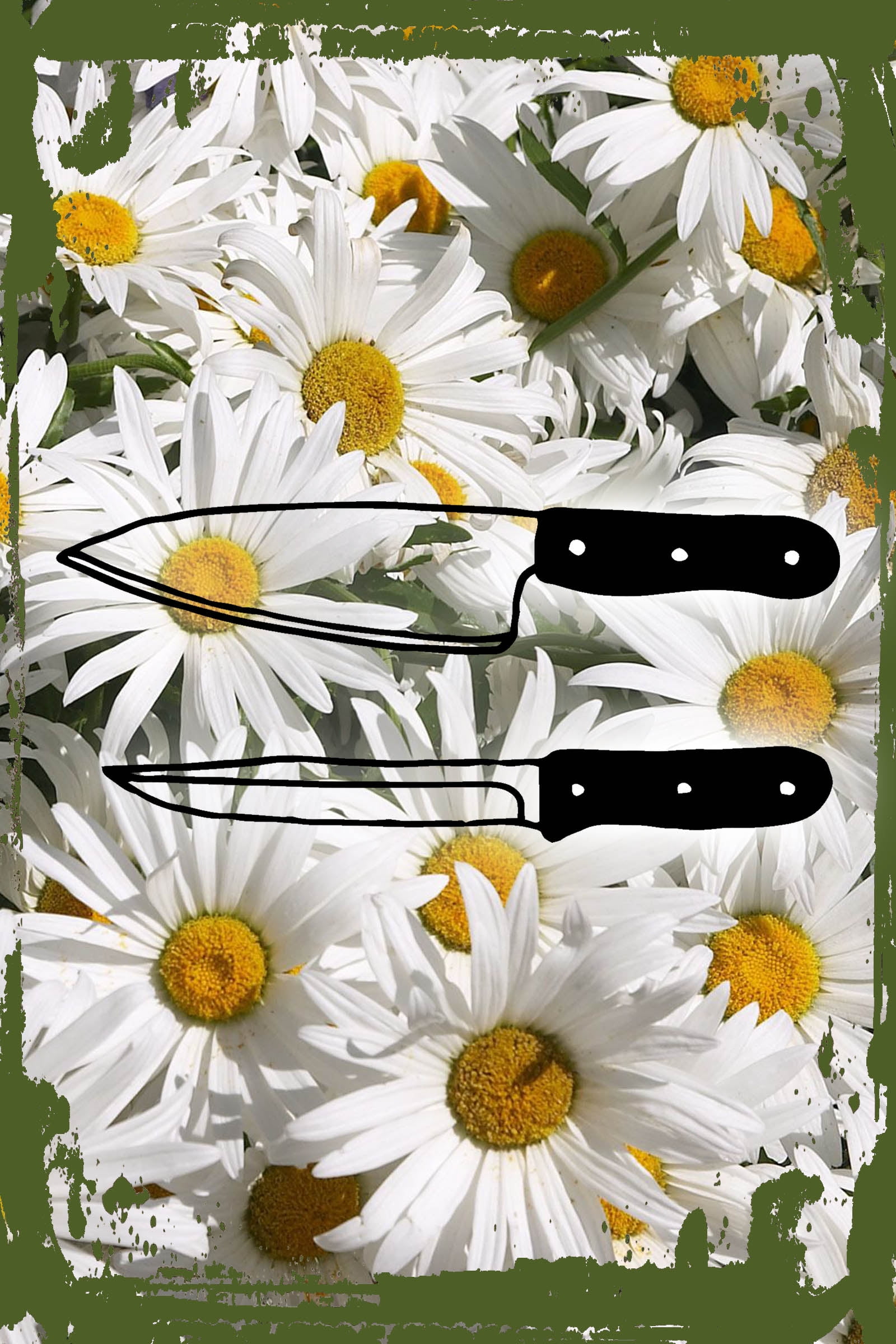 Daisy Flower Flat Canvas Wall Art Print Kitchen Cooking Knives Chef ...