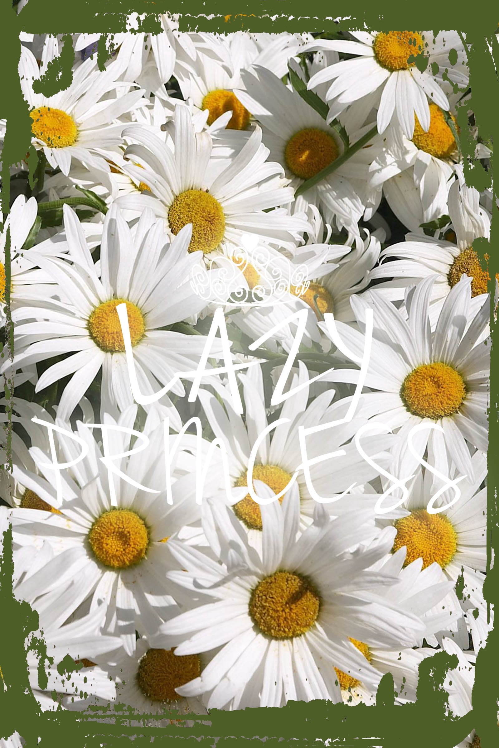 Daisy Flower Flat Canvas Wall Art Print Lazy Princess with Tiara ...