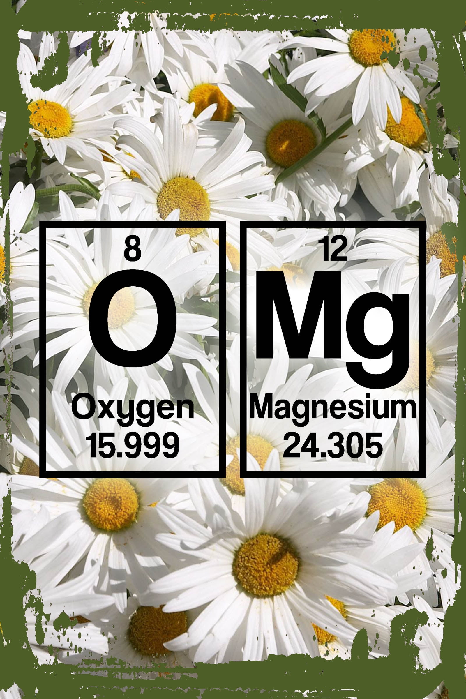 Daisy Flower Flat Canvas Wall Art Print OMG oxygen & magnesium periodic ...