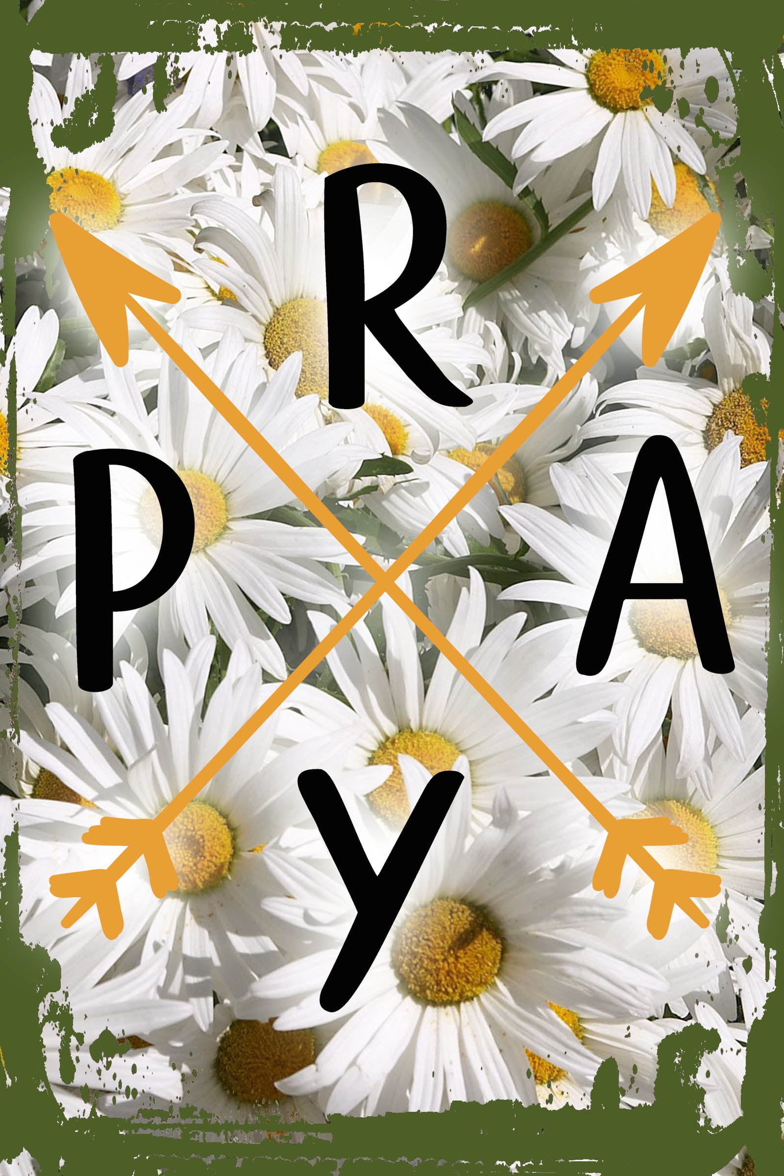 Daisy Flower Flat Canvas Wall Art Print PRAY Arrows Vector Art ...