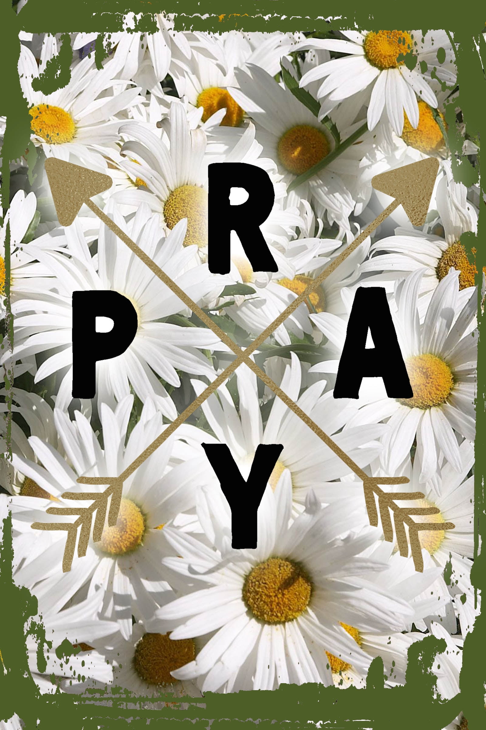 Daisy Flower Flat Canvas Wall Art Print PRAY Arrows Vector Art ...