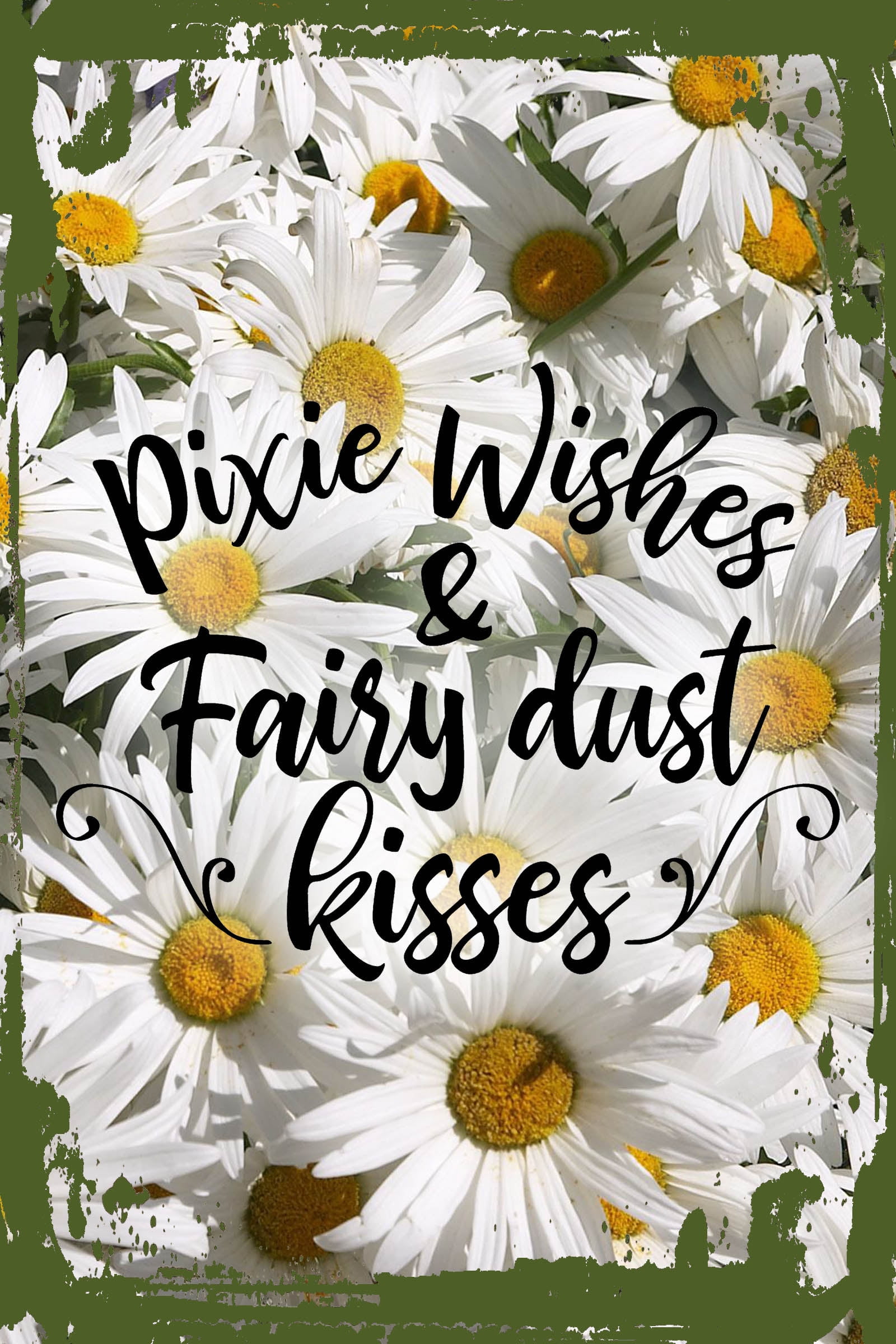 Daisy Flower Flat Canvas Wall Art Print Pixie wishes and fairy dust kisses love fairytale ...