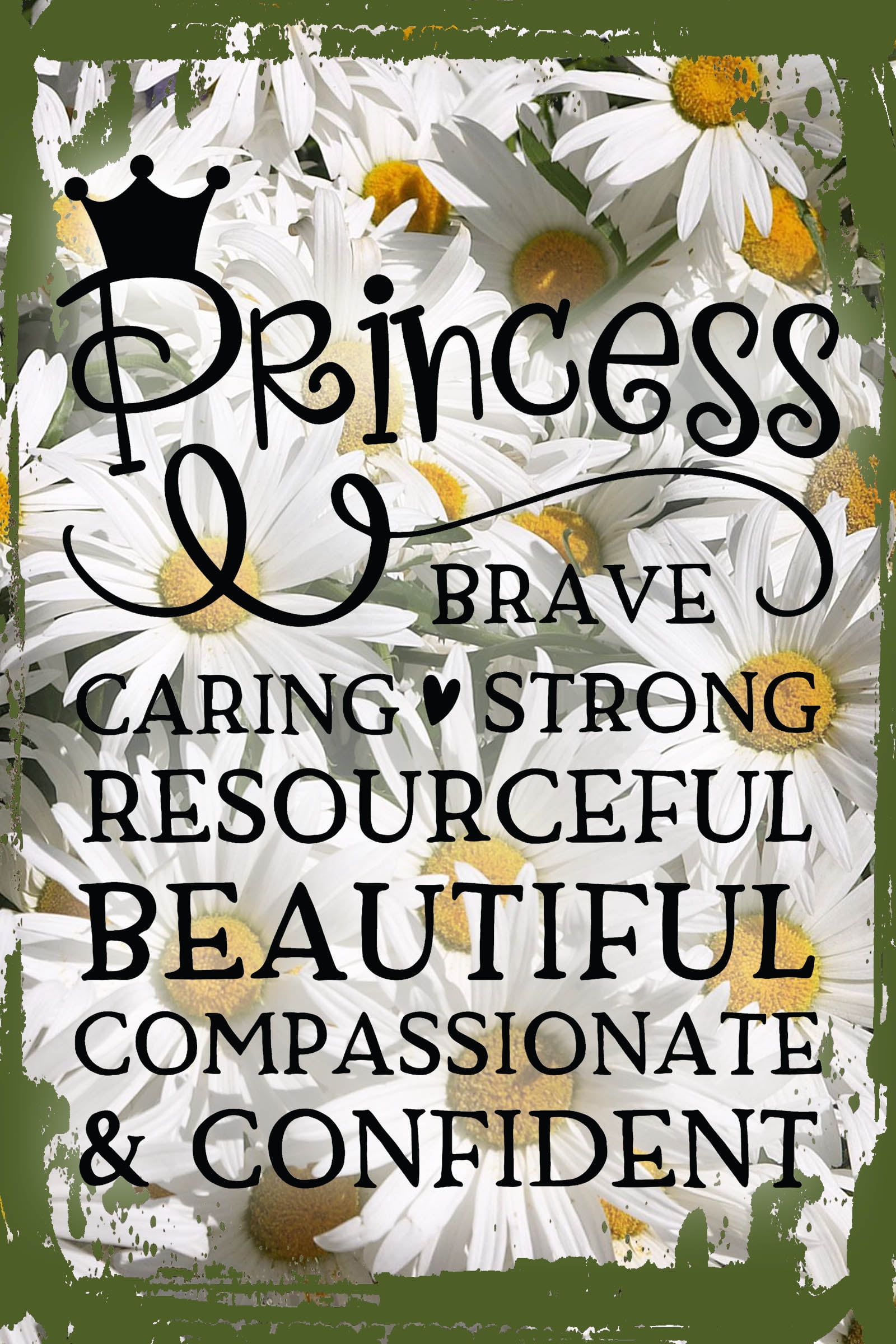 Daisy Flower Flat Canvas Wall Art Print Princess brave caring beautiful ...