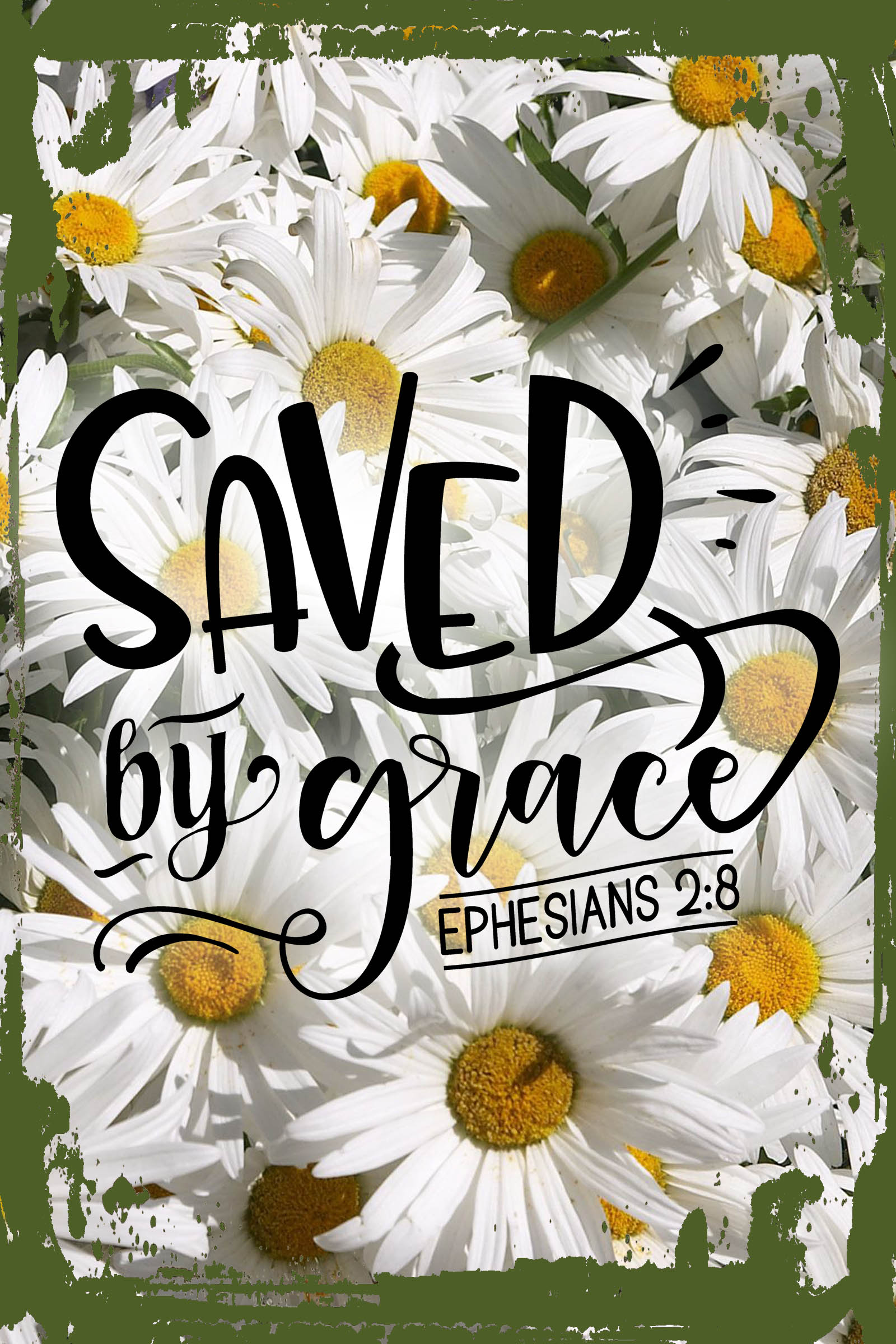 Daisy Flower Flat Canvas Wall Art Print Saved By Grace Ephesians 2:8 ...