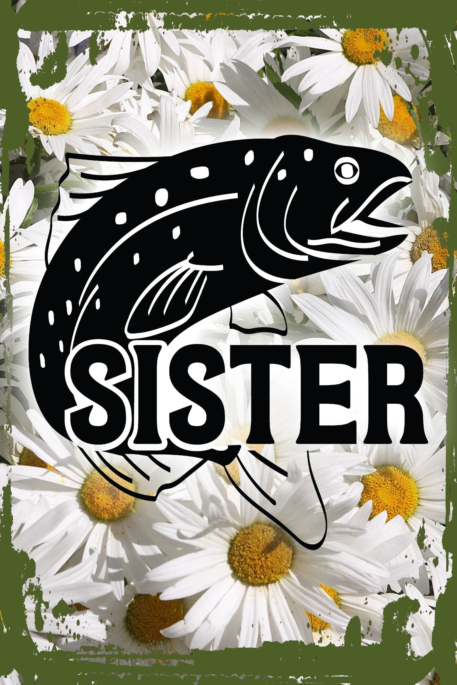 Daisy Flower Flat Canvas Wall Art Print Trout sister sibling fisherman ...