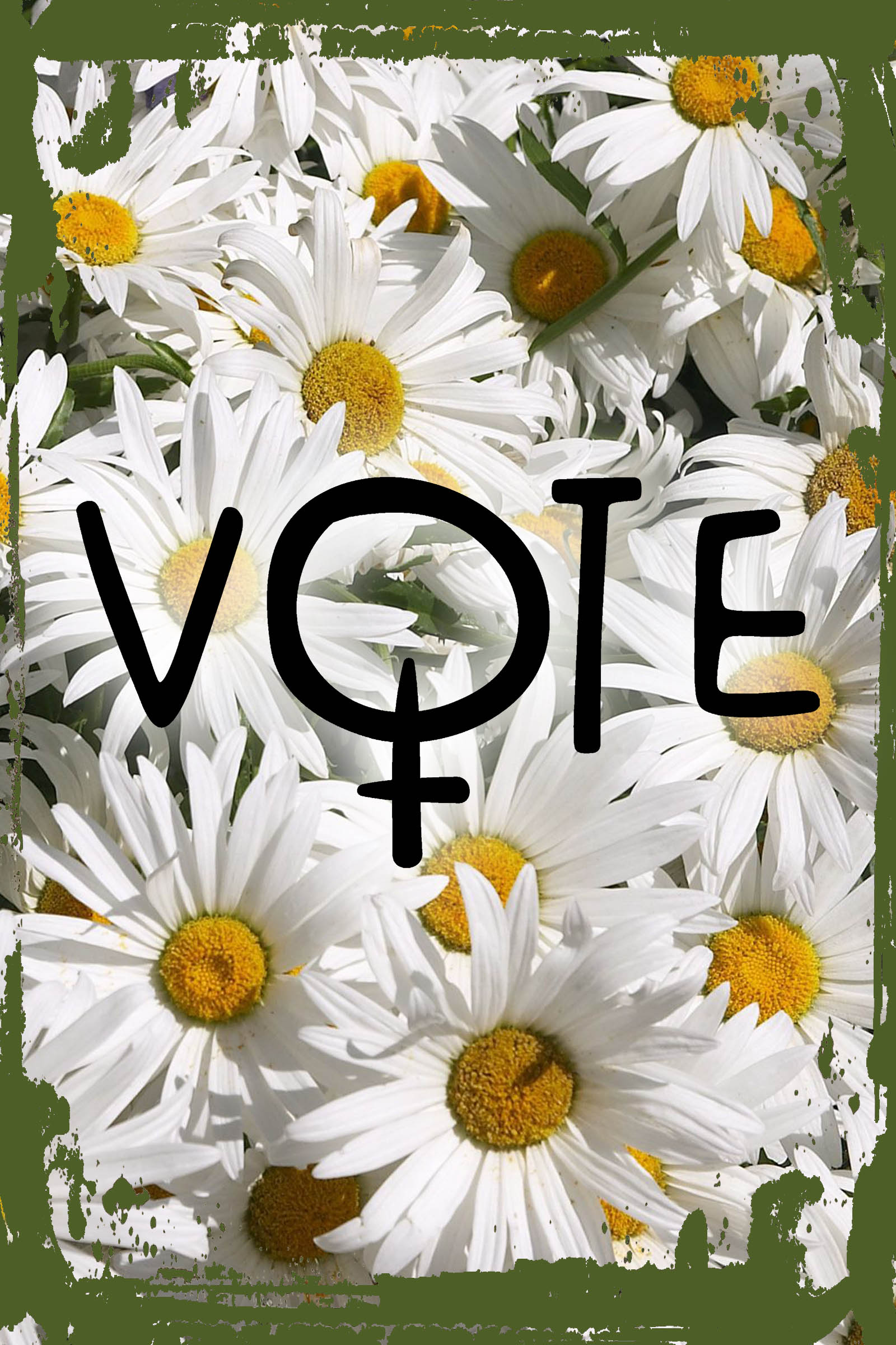 Daisy Flower Flat Canvas Wall Art Print Vote female symbol human rights ...