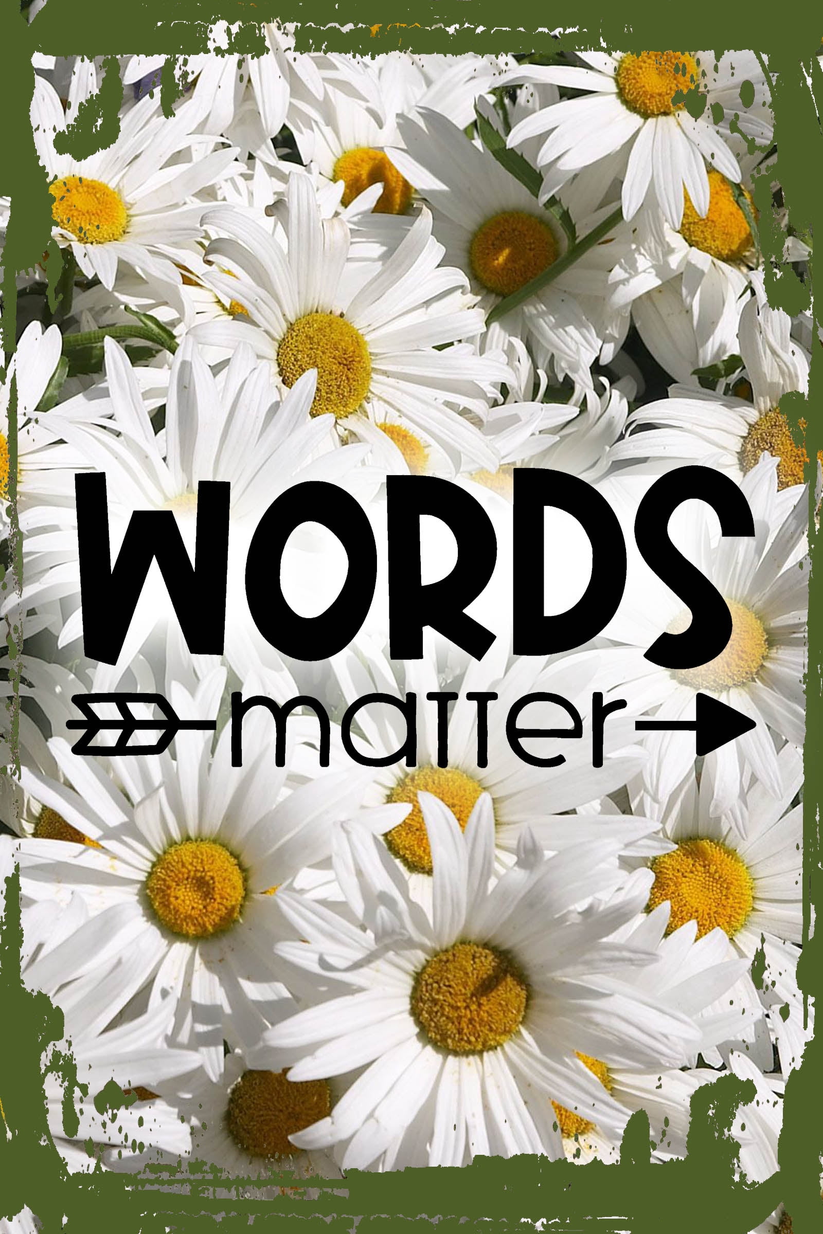 Daisy Flower Flat Canvas Wall Art Print Words matter arrow spread love joy kindess happiness ...