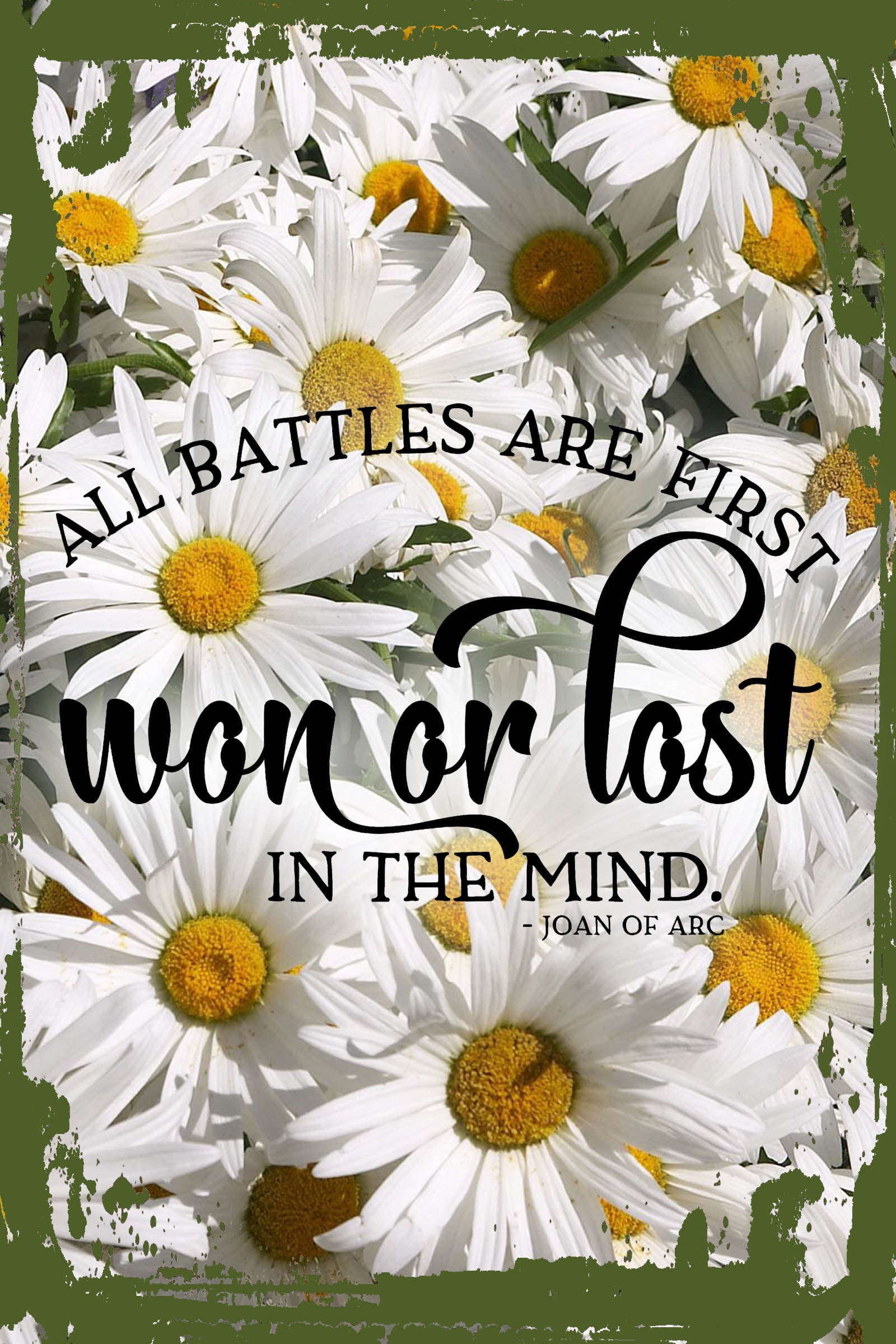 Daisy Flower Flat Canvas Wall Art Print All battles are first won or ...