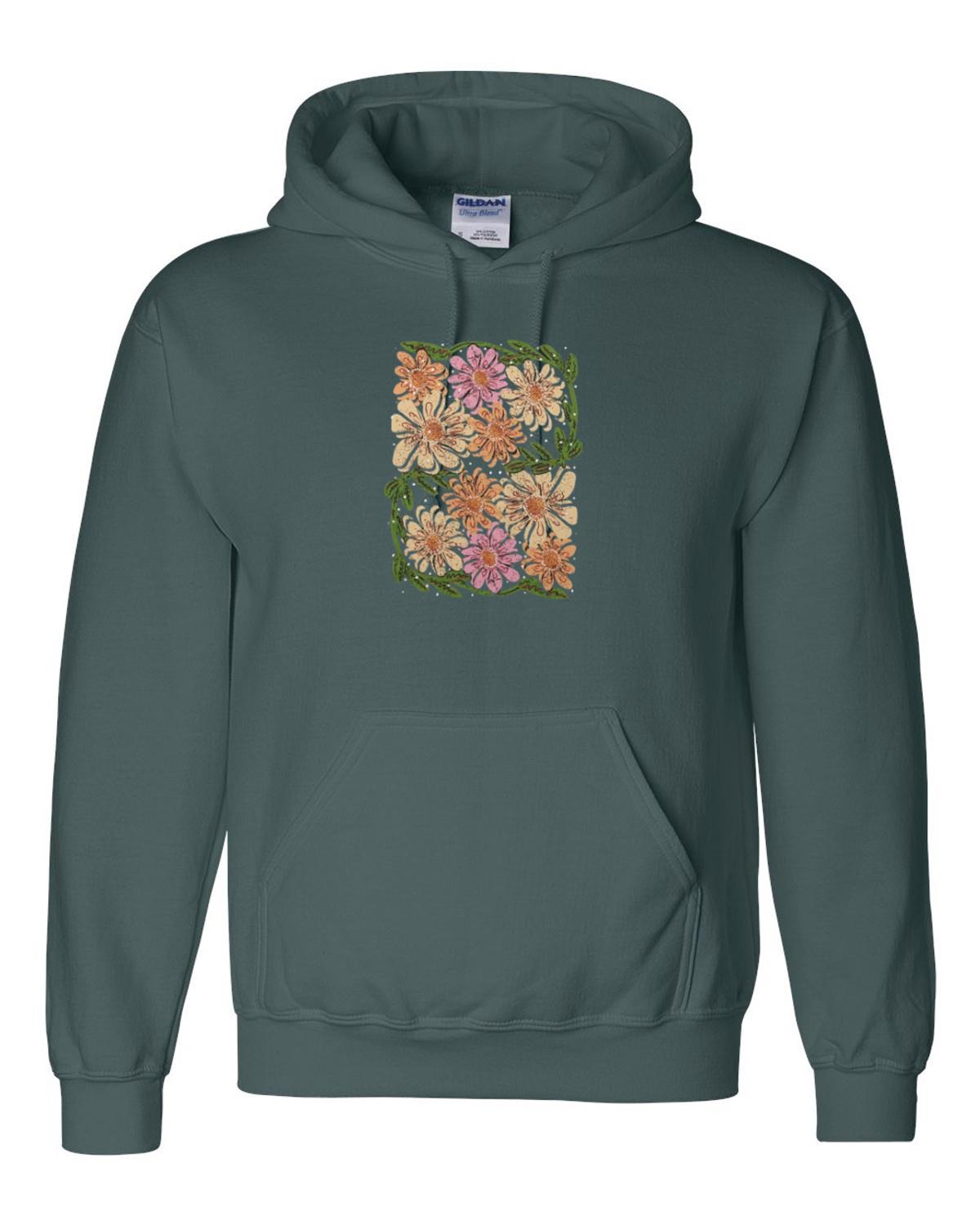 Daisy Flower Floral Boho Vintage Style Nature Garden Artistic Hoodie ...