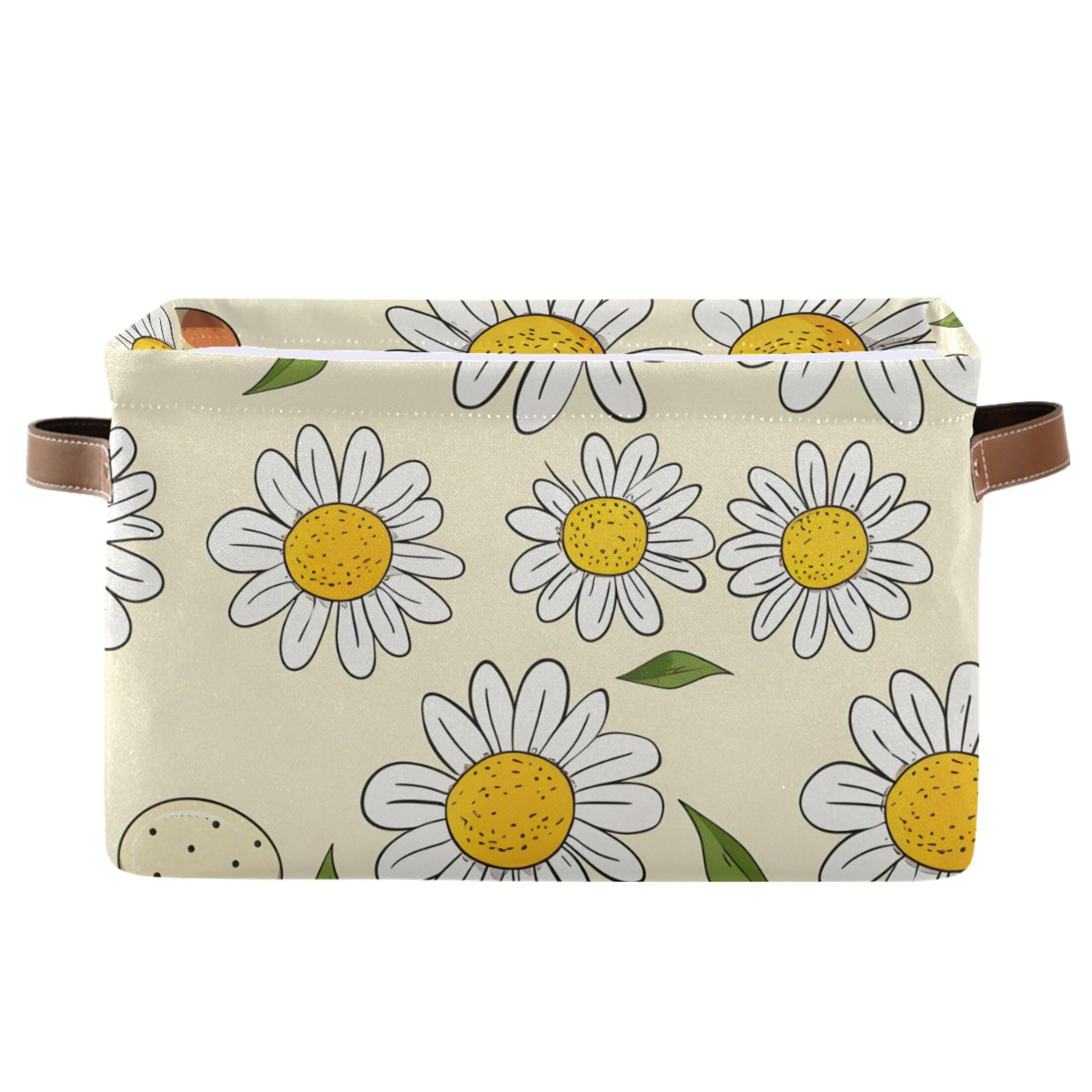 Daisy Flower Floral Storage Basket Large Foldable Storage Bin Laundry ...