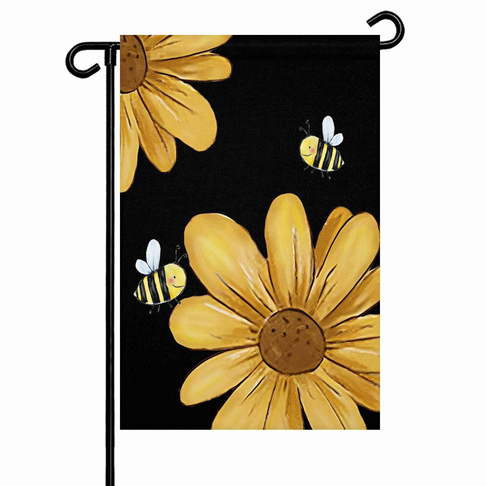 Daisy Flower Honeybees Garden Flag 12x18 Inch Yellow Farmhouse Floral ...