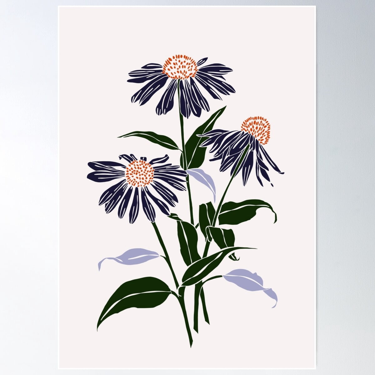 Daisy Flower Illustration - Mona Poster Wall Art, Modern Wall Decor For ...