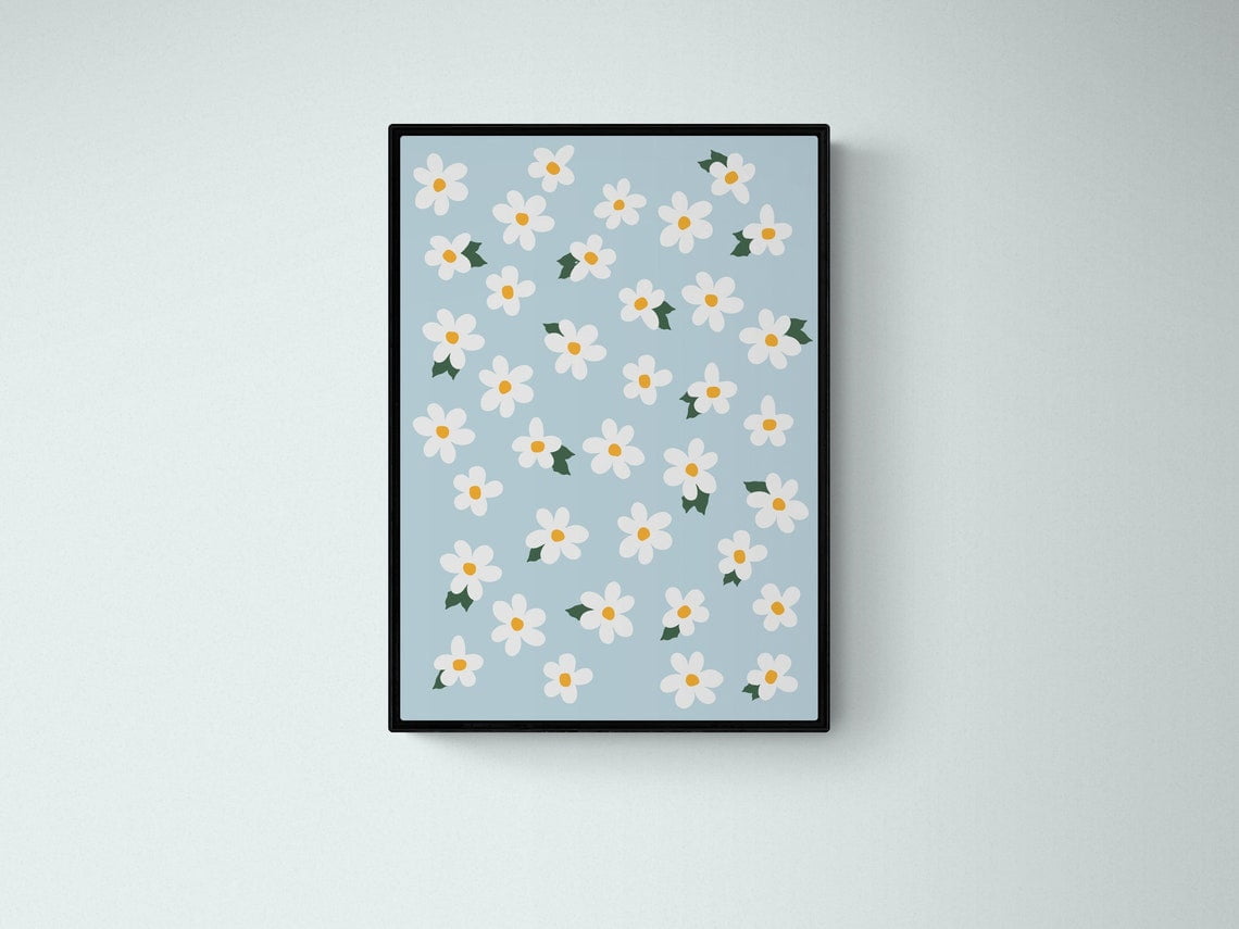Daisy Flower Illustration Wall Art Floral Home Decor for Daisy Lovers ...