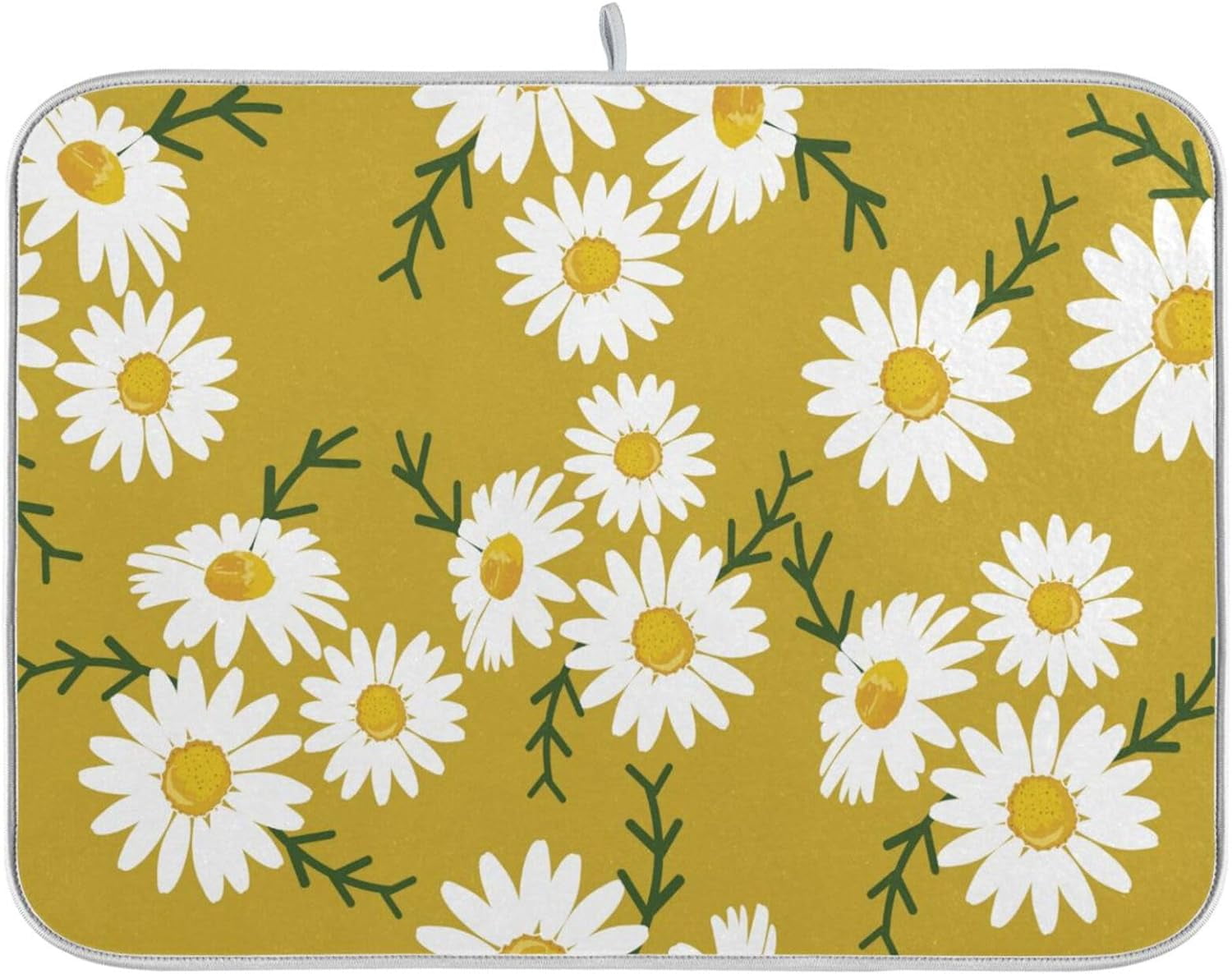 Daisy Flower Kitchen Dish Drying Mat, 16'' x 18'' Super Absorbent Dish ...