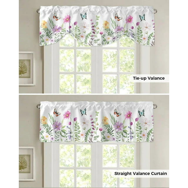 Daisy Flower Lavender Butterfly Kitchen Curtains Balcony Adjustable ... Daisy Flower Lavender Butterfly Kitchen Curtains Balcony Adjustable ...