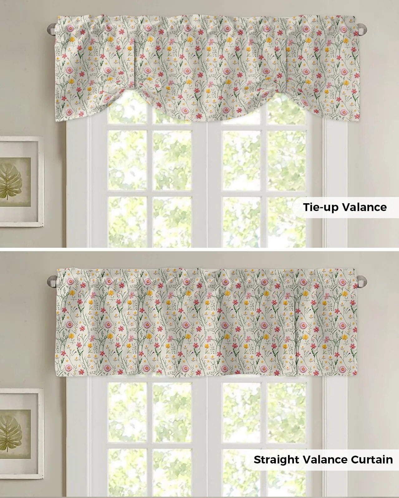 Daisy Flower Lavender Butterfly Kitchen Curtains Balcony Adjustable ...
