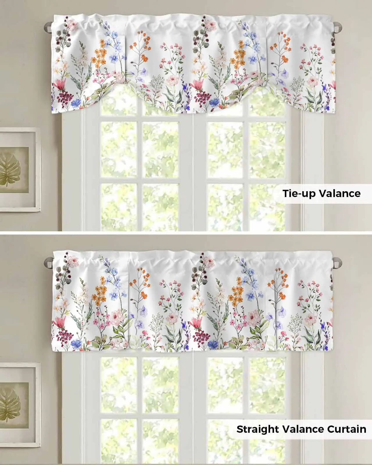 Daisy Flower Lavender Butterfly Kitchen Curtains Balcony Adjustable ...