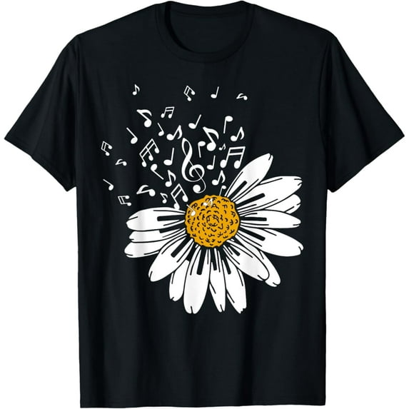 Daisy Flower Music Notes Clef Teacher Musicians Music Lover T-Shirt ...