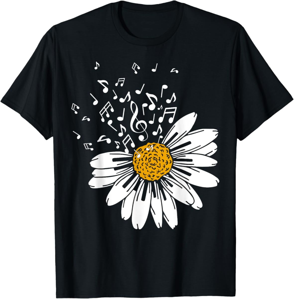 Daisy Flower Music Notes Clef Teacher Musicians Music Lover T-Shirt ...