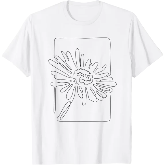 Daisy Flower One Line Art Artistic Drawing Artsy Aesthetic T-Shirt ...