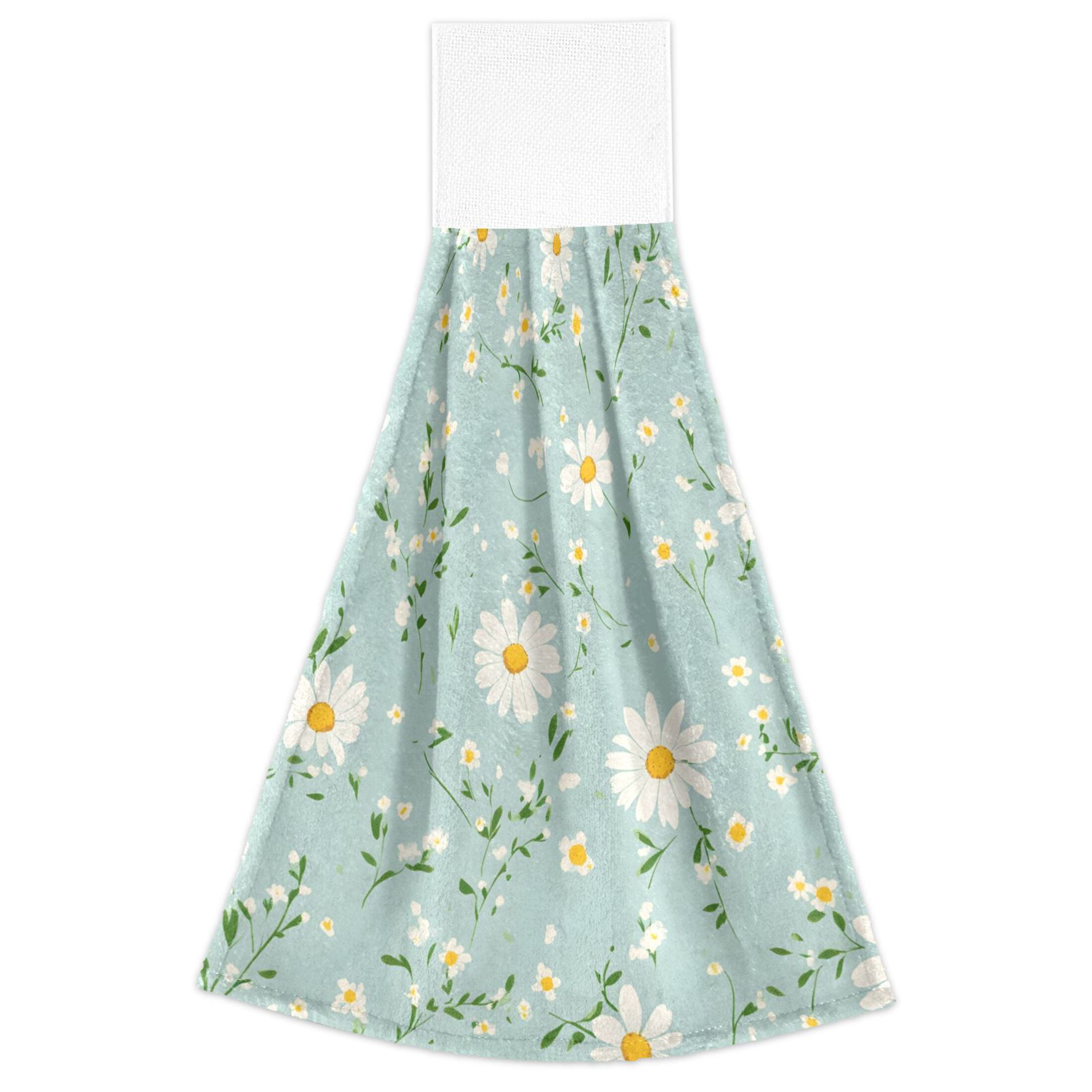 Daisy Flower Pattern Hand Towels 2 Pack Quick Dry Velvet Soft with ...