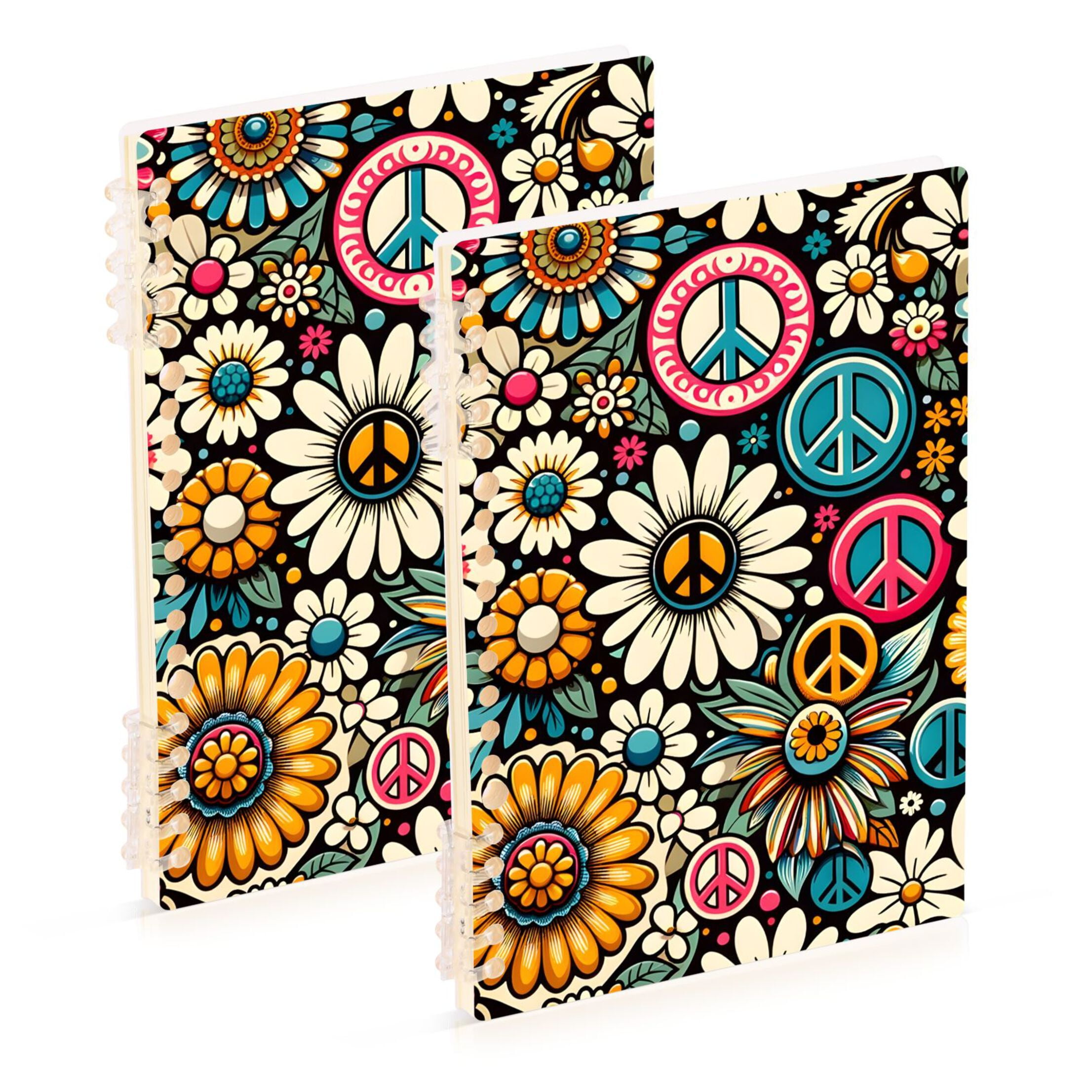 Daisy Flower Peace Symbol Ring Binder Notebook Journey Note Diary ...