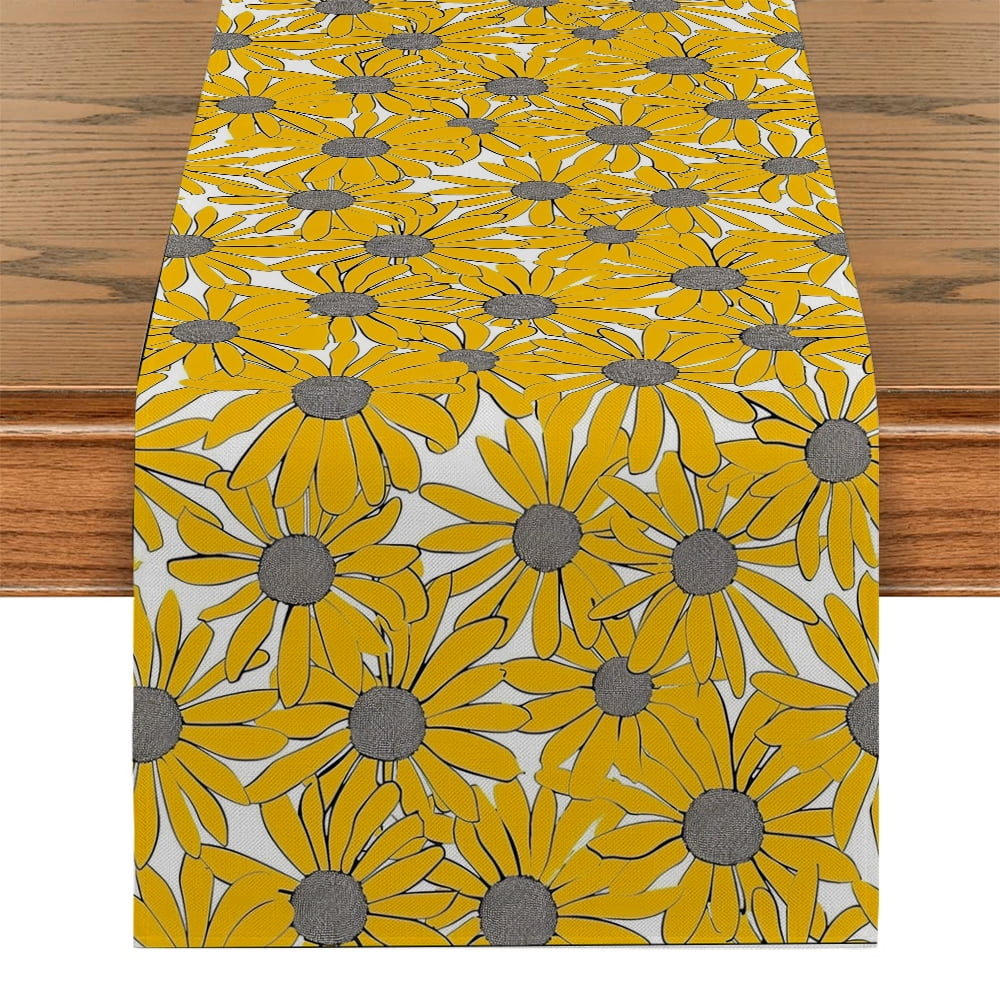Daisy Flower Plant Table Runners Dresser Table r Farmhouse Dining Table ...