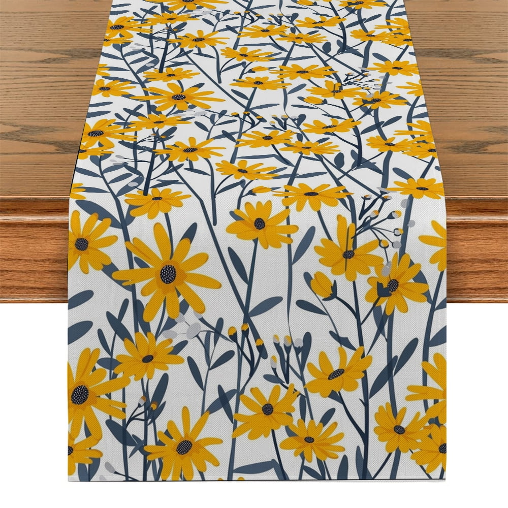 Daisy Flower Plant Table Runners Dresser Table r Farmhouse Dining Table ...