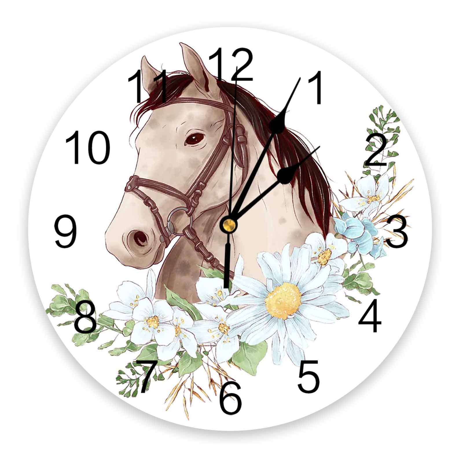 Daisy Flower Plant Yellow Round Wall Clock Creative Home r Living Room ...