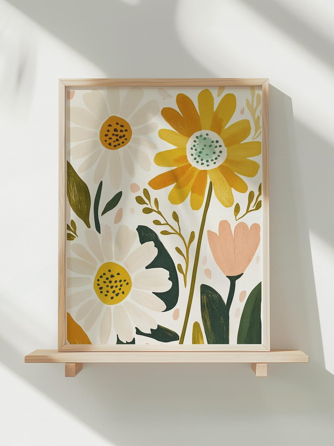 Daisy Flower Poster: Boho Nursery Wall Art, Stretched Canvas Size 8x12 ...