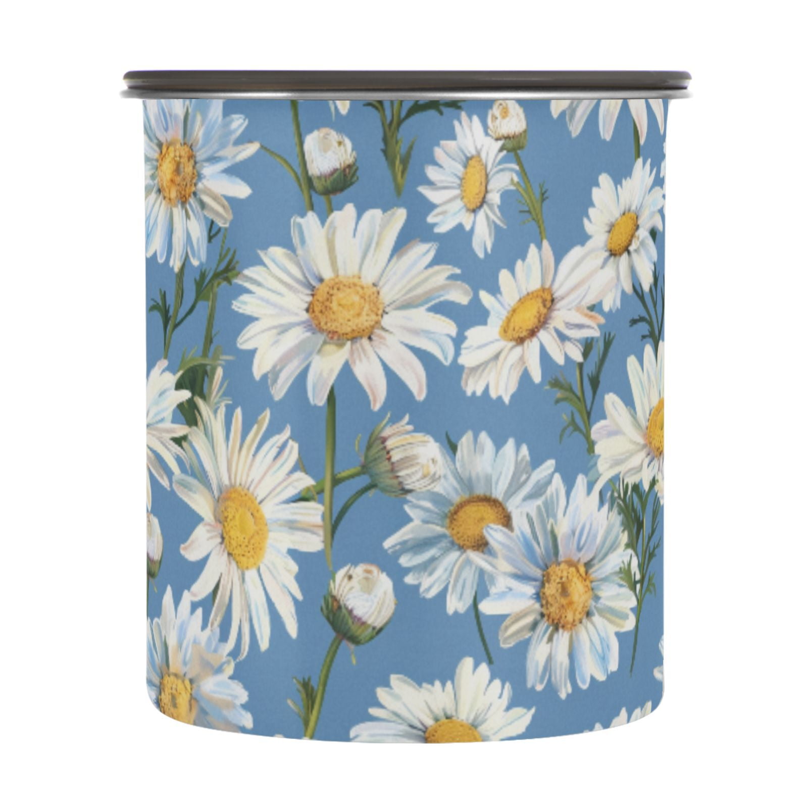 Daisy Flower Print Airtight Coffee Bean Canister 30oz Food Storage ...