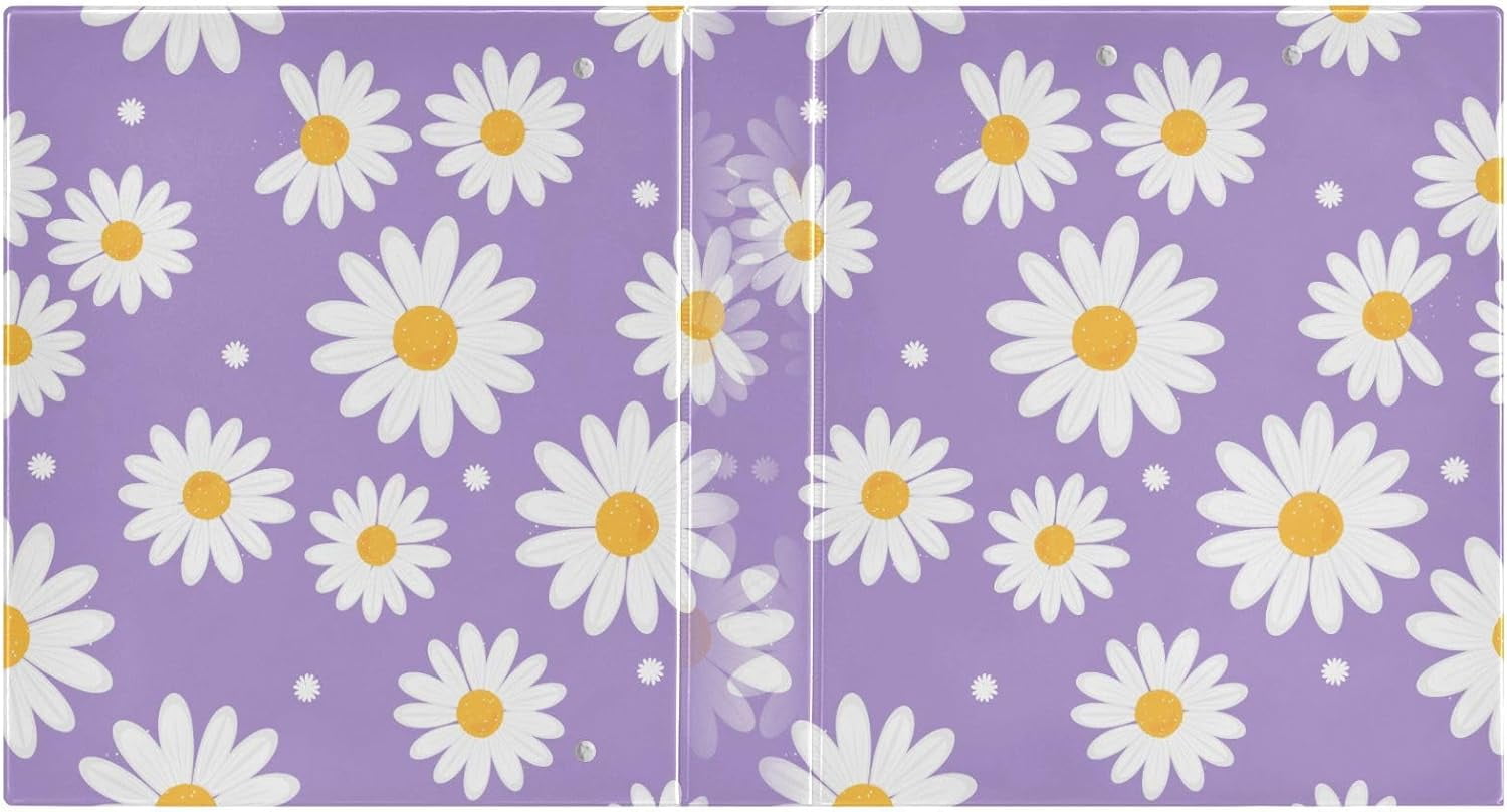 Daisy Flower Purple 3 Ring Binders, Round Rings, Holds 200 Sheets, 1.5 ...