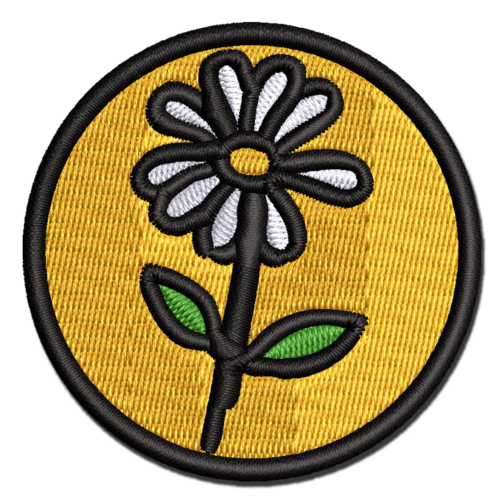 Daisy Flower Sketch Applique Multi-Color Embroidered Iron-On Patch - 3. ...