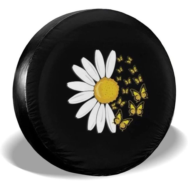 Daisy Flower Spare Tire Cover Waterproof Dust Proof Uv Sun Wheel Tire