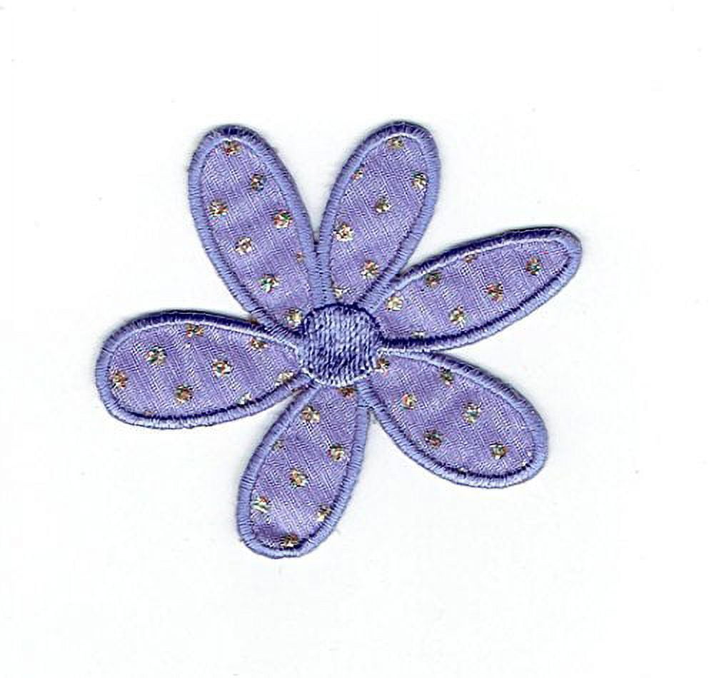 Daisy Flower - Sparkle Lavender Purple - Iron on Embroidered Applique ...