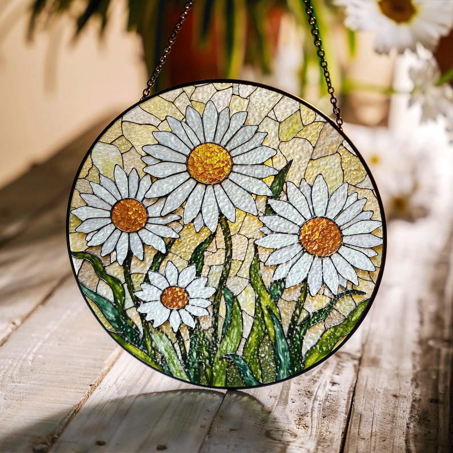 Daisy Flower Stained Glass Suncatcher Home Decor Handcrafted Gift for ...