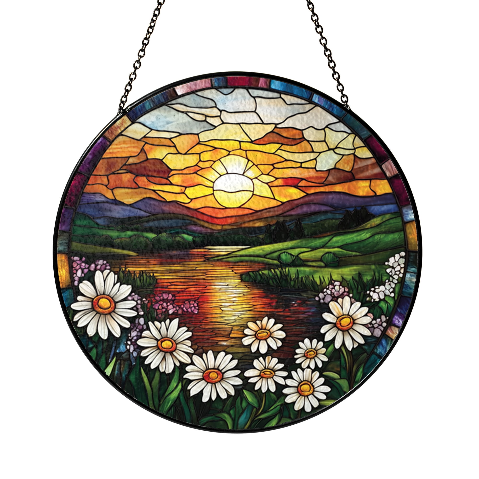Daisy Flower Stained Glass Suncatcher – Window Hanging for Birth Month ...