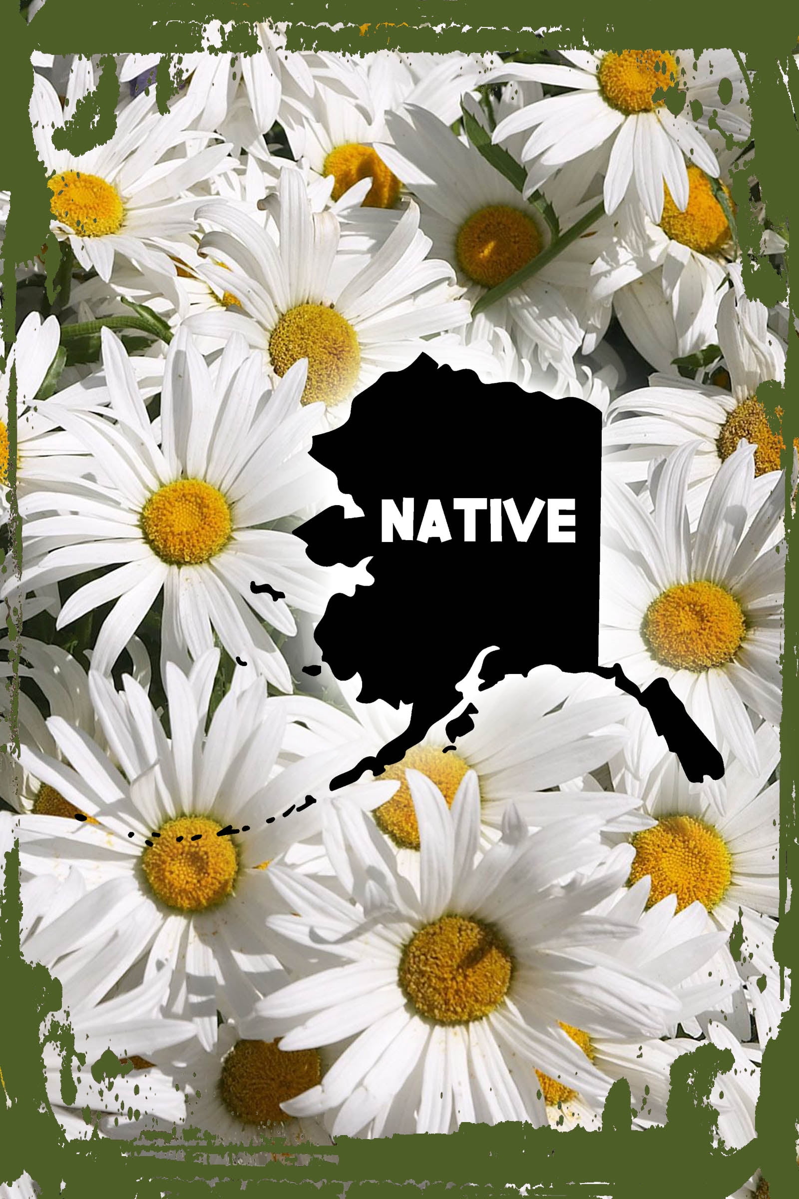 Daisy Flower Wall Art Alaska native caps state map home hometown love ...