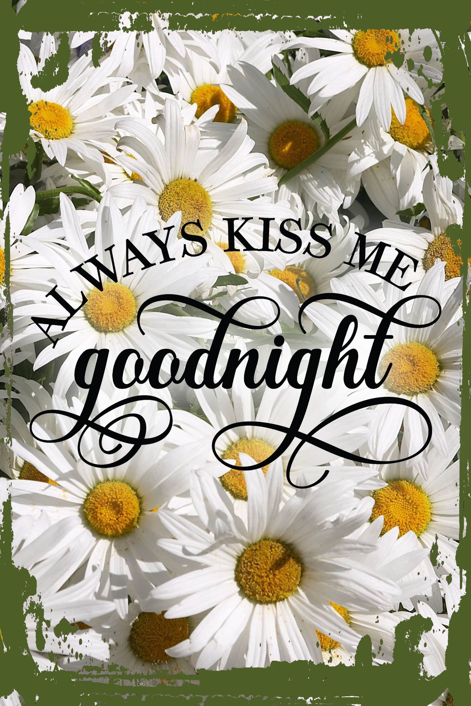 Daisy Flower Wall Art Always kiss me goodnight love relationship cute ...