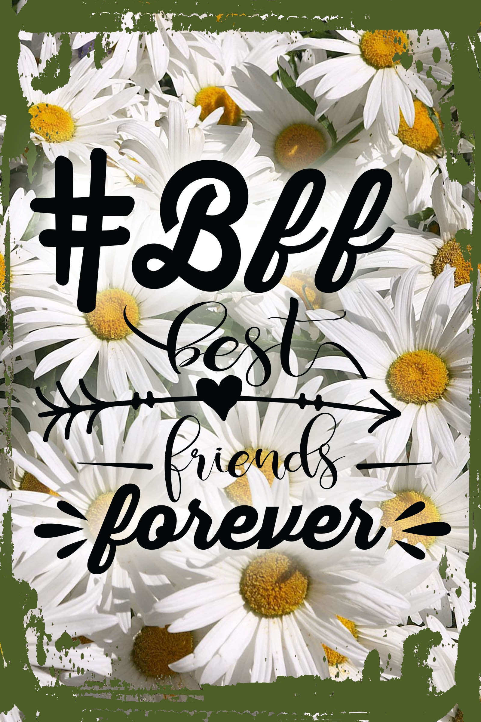 Daisy Flower Wall Art BFF Best Friends Forever Arrow through Heart Tin ...
