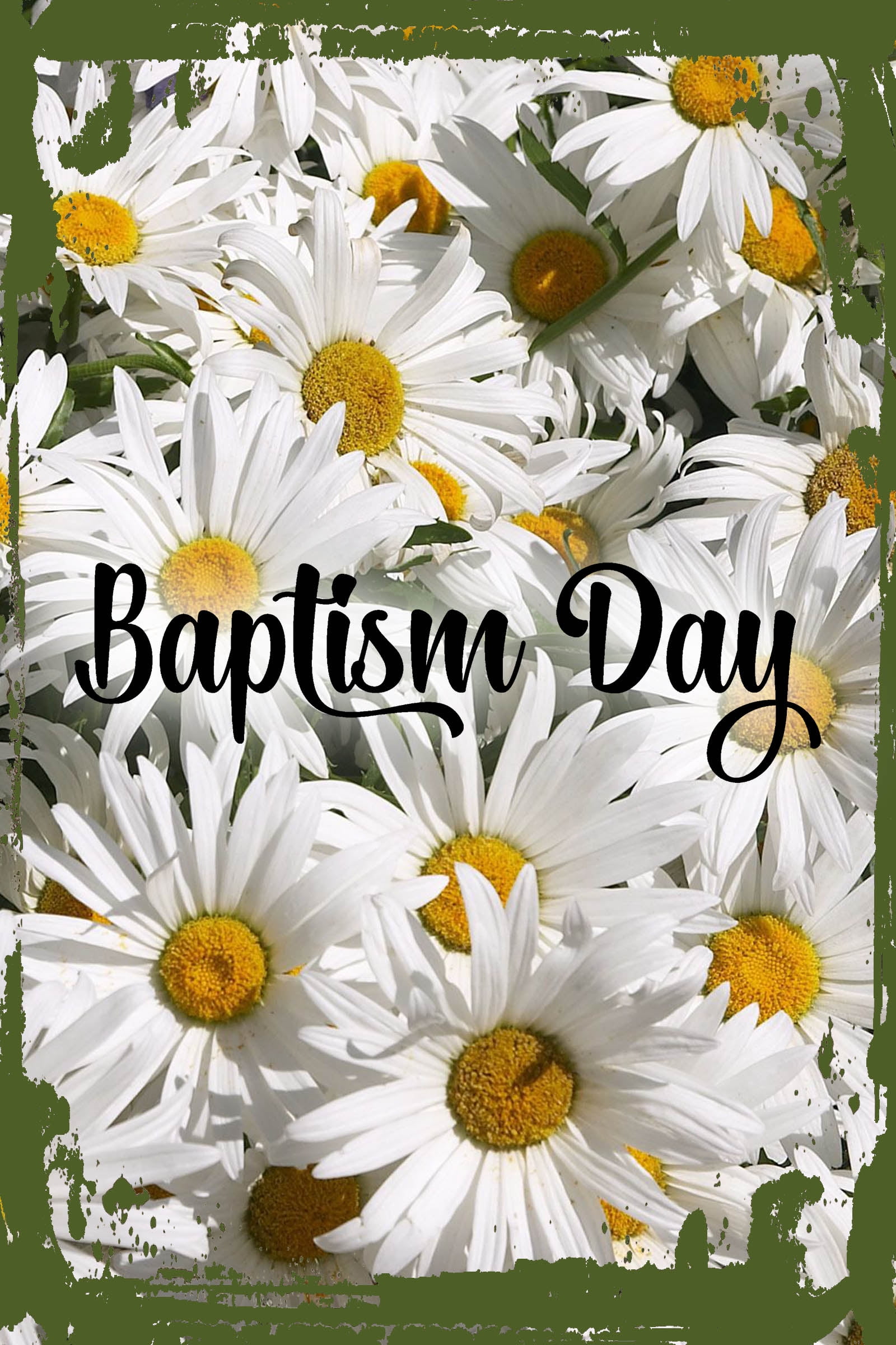 Daisy Flower Wall Art Baptism day cursive holy blessings religious god ...
