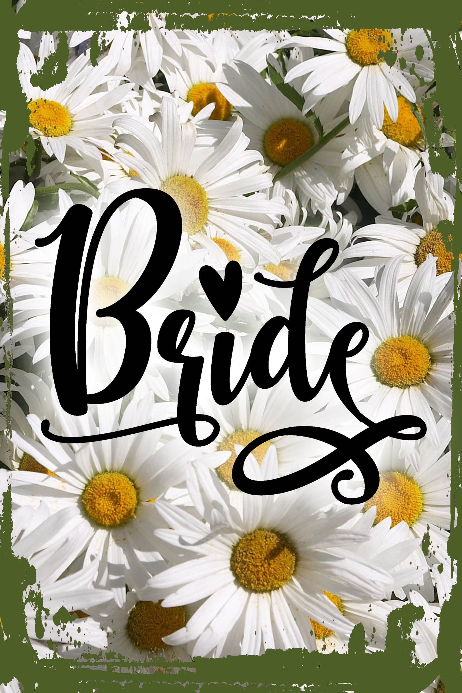 Daisy Flower Wall Art Bride cursive heart marriage wedding couple love ...