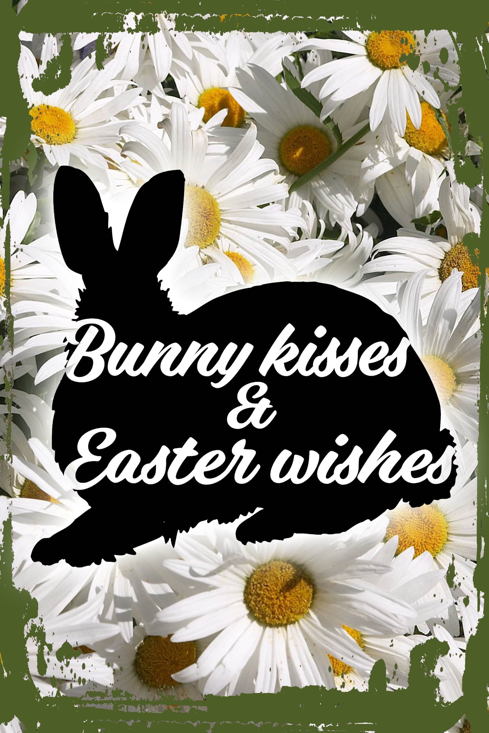 Daisy Flower Wall Art Bunny kisses and Easter wishes fluffy bunny ...