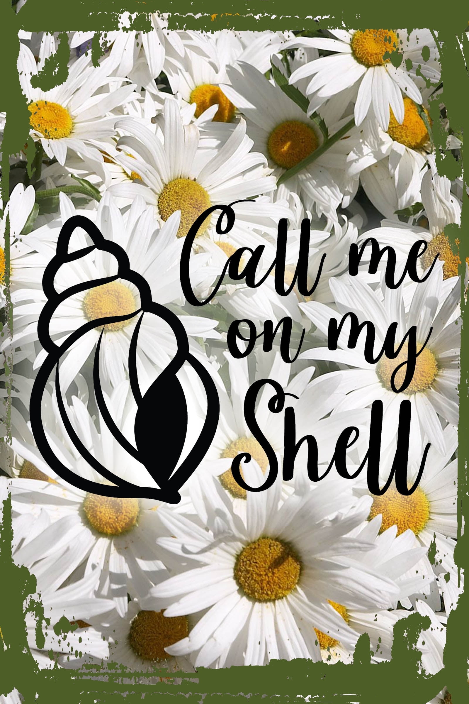 Daisy Flower Wall Art Call me on my shell cursive funny phone sea ocean ...