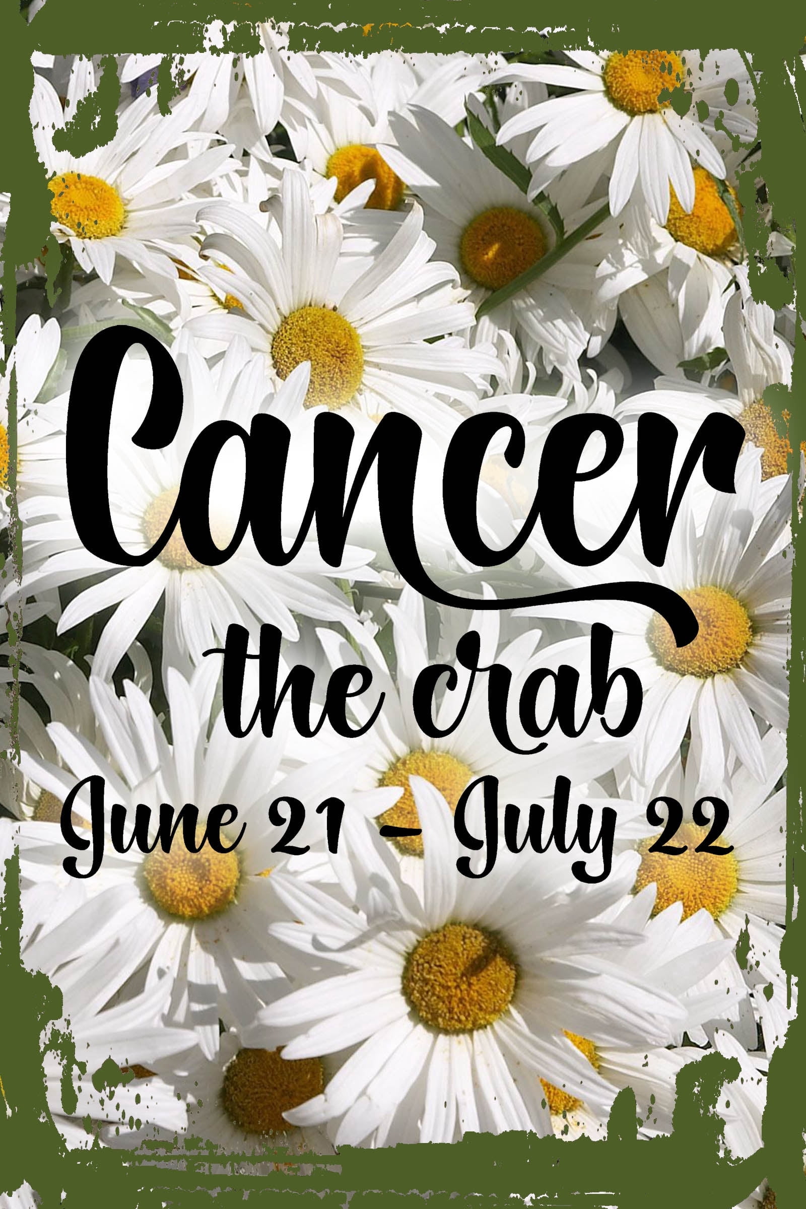 Daisy Flower Wall Art Cancer the crab cursive June 21-July 22 zodiac ...